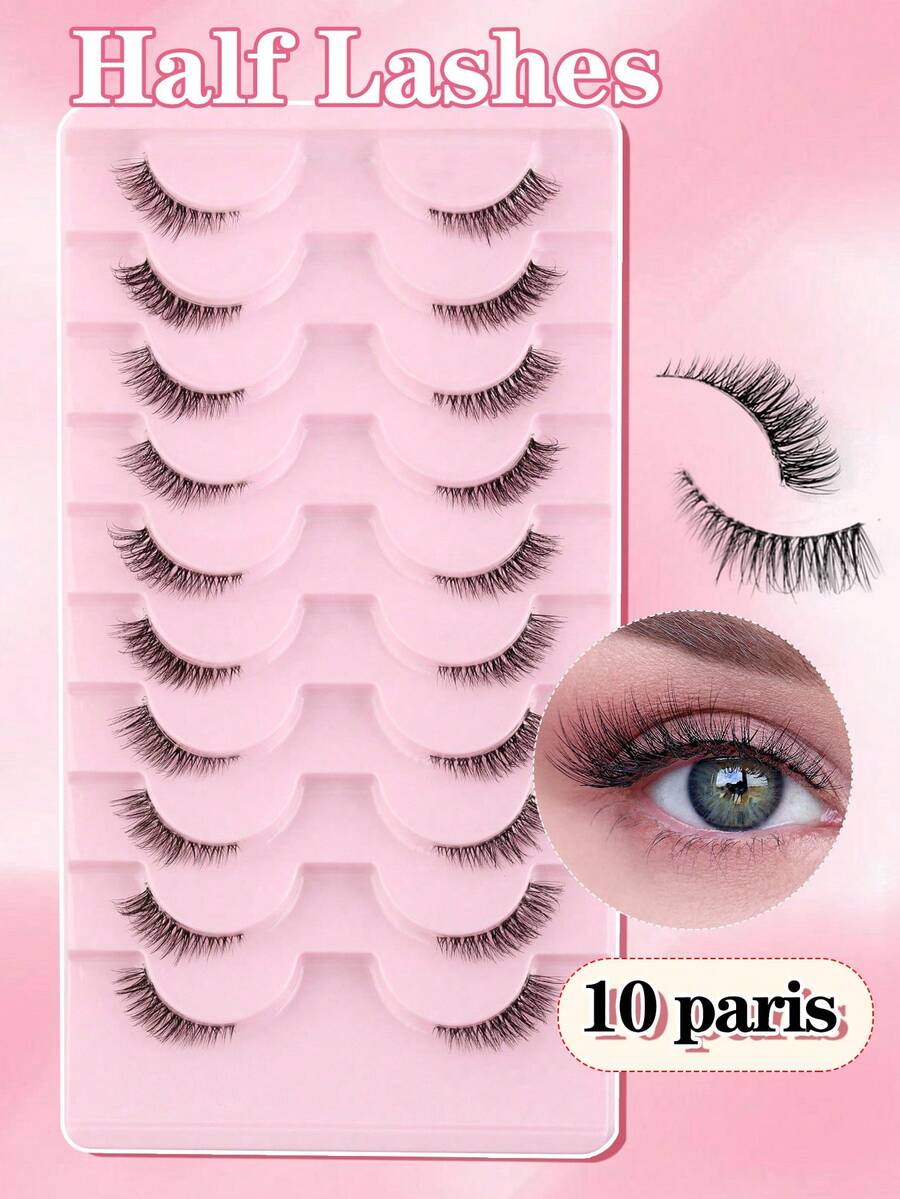 10 Pairs Natural Lashes, 7 Pairs Half Eyelashes Manga Cluster Lashes ...