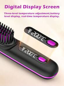 GENAI Portable Wireless Hair Straightener Brush, Women's Hot ...