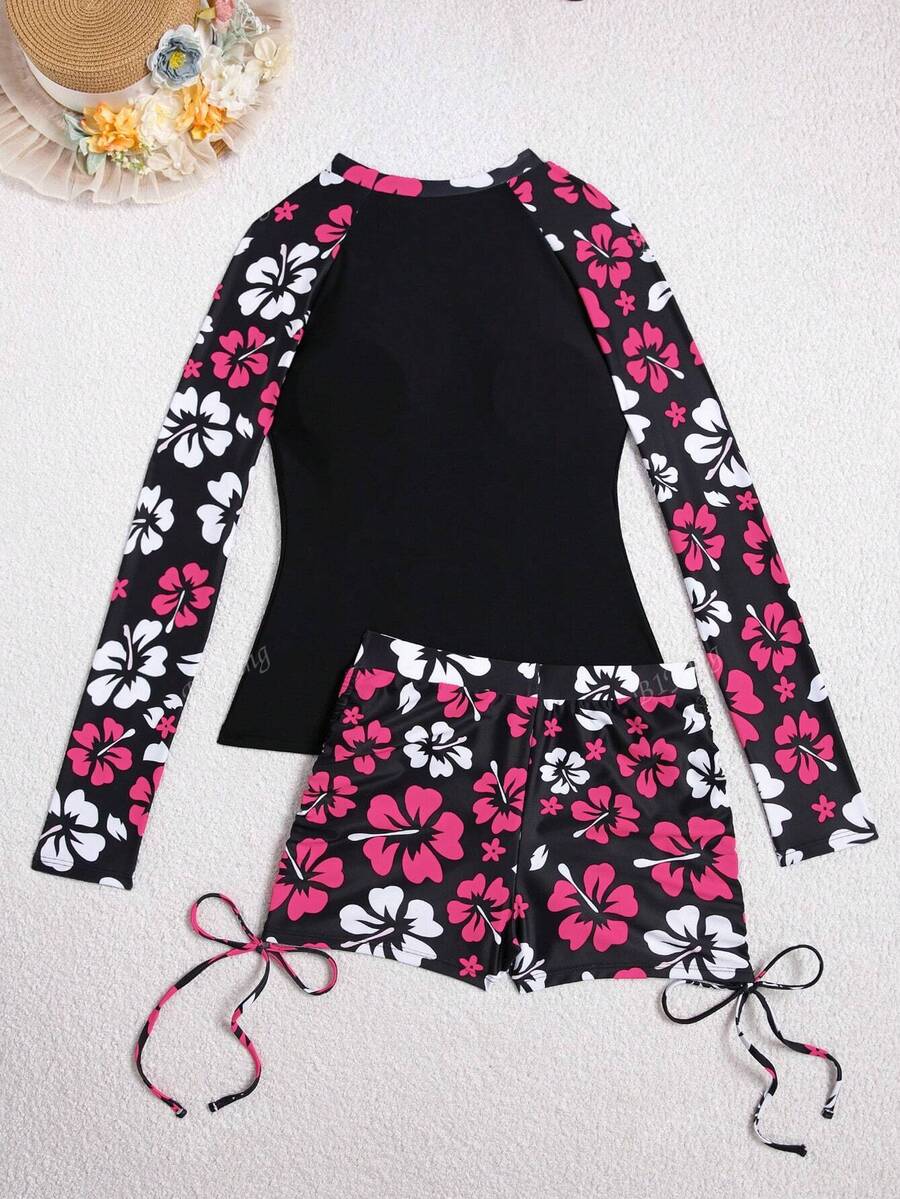 2pcs/Set New Bestselling Long Sleeve Rash Guard Tankini Swimsuit With ...