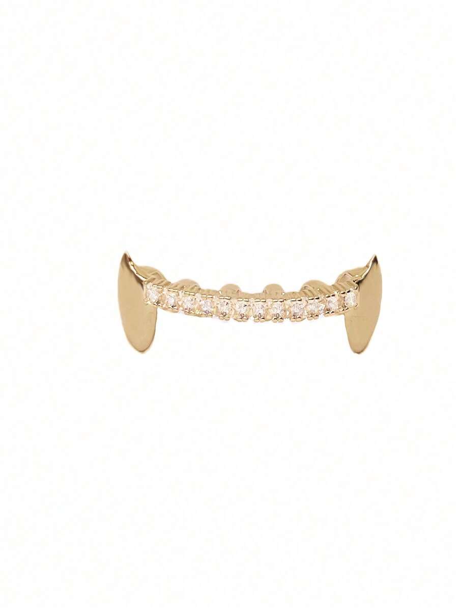 1pc Fashionable Fang Tooth Shaped Rhinestone Inlaid Bling Bling Teeth ...