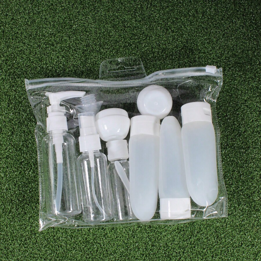 Juego de botellas rellenables para viaje, con atomizador, loción, champú, gel de ducha y tubos ...