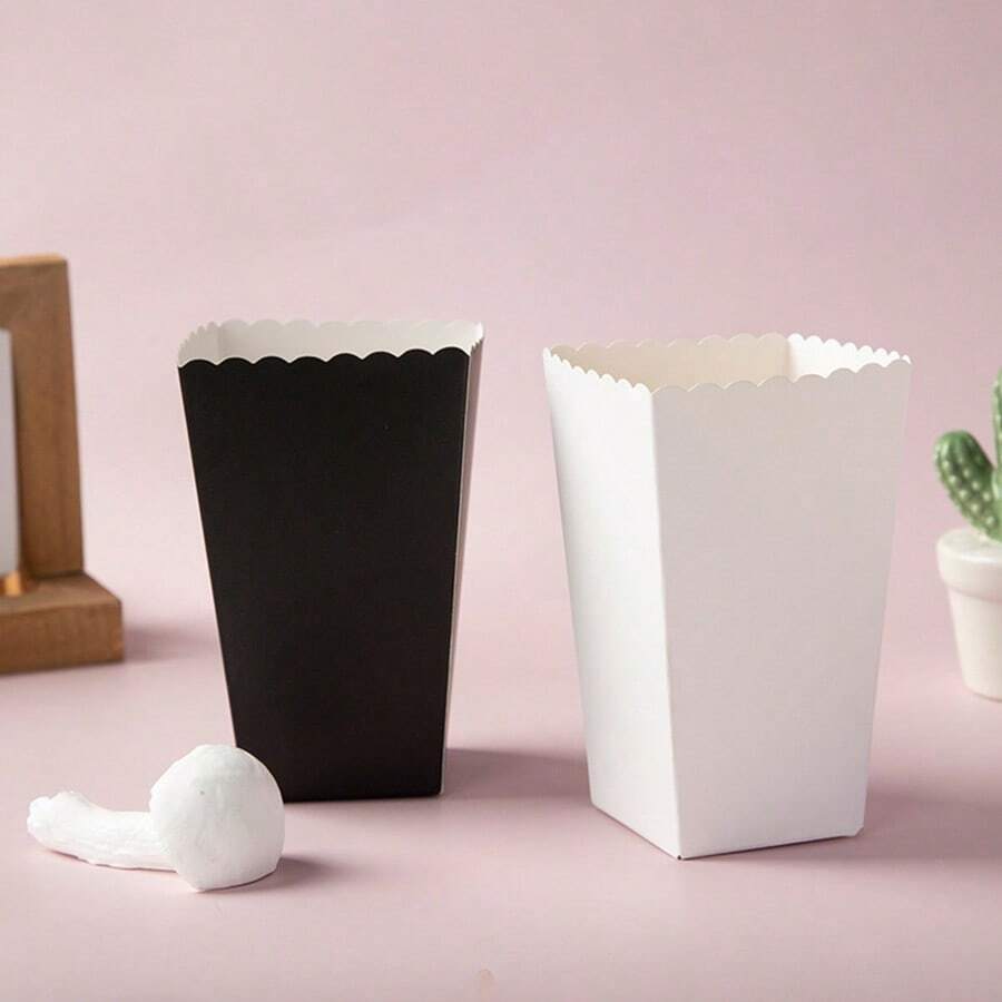 Black & White Popcorn Box, Instant Chicken Nugget Disposable Paper Fry ...