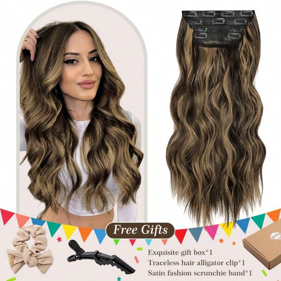 Clip-In Wavy Extensions, 4 Sets Of Long Curly Wavy Extensions, 24 ...