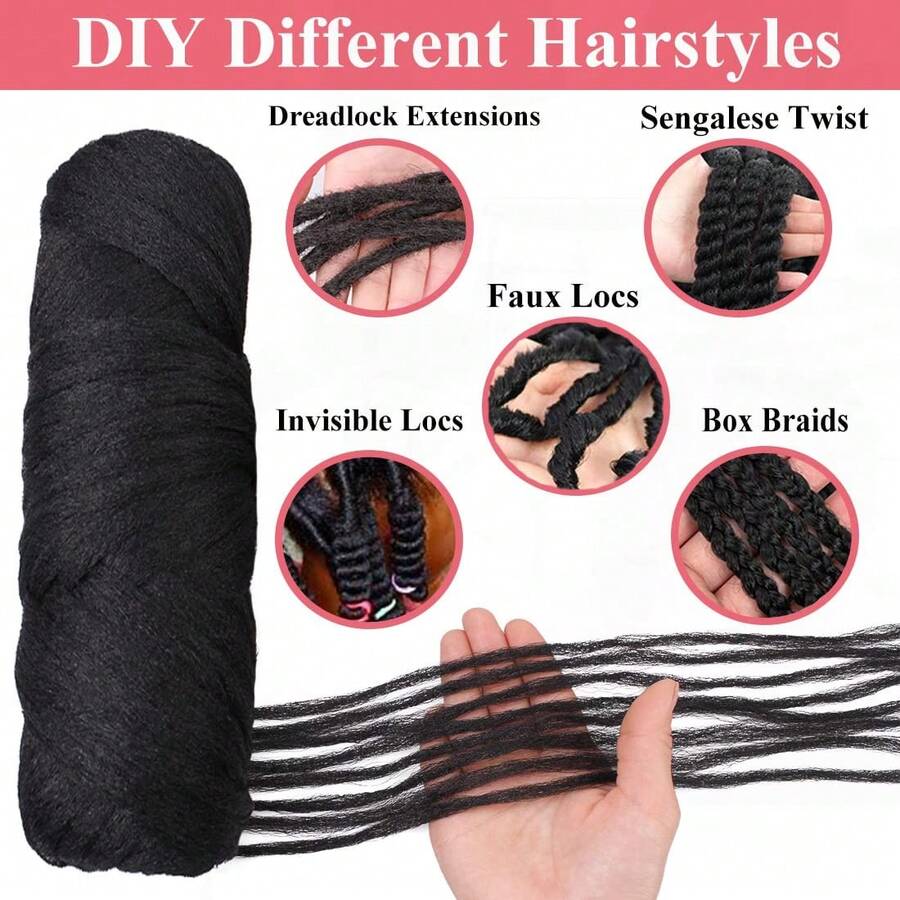 3/5/8Roll Black Brazilian Wool Hair Yarn For Hair Crochet Braiding ...