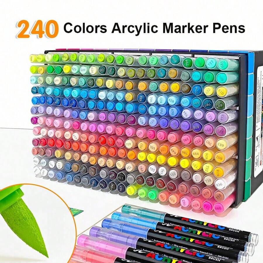 New 240 Colors Waterproof Direct Liquid Acrylic Marker Pens , Soft ...