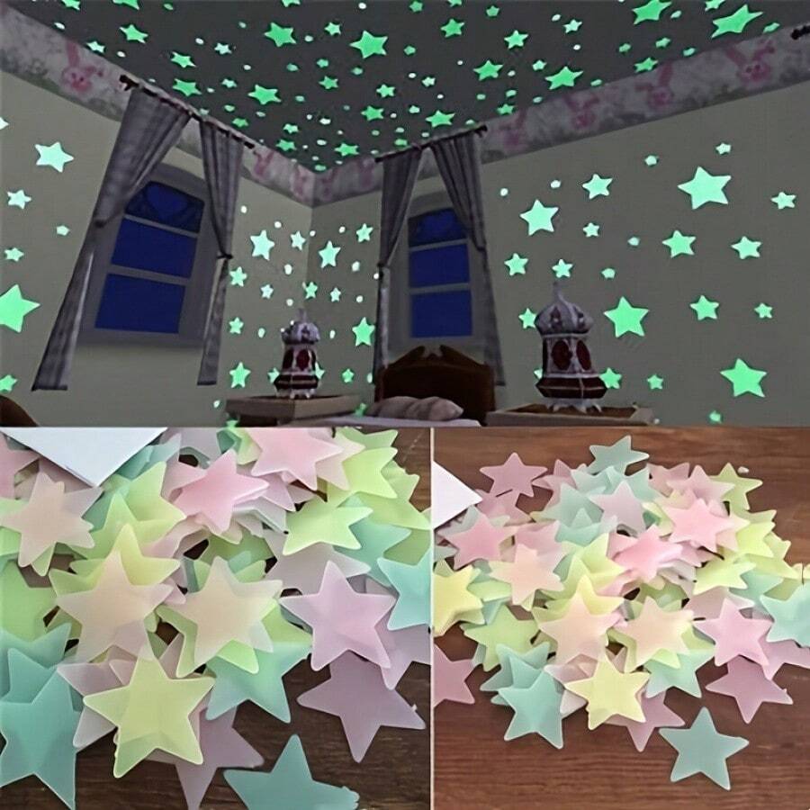 100pcs, Luminous Star Stickers, Bedroom, Living Room, Bedroom Ceiling ...