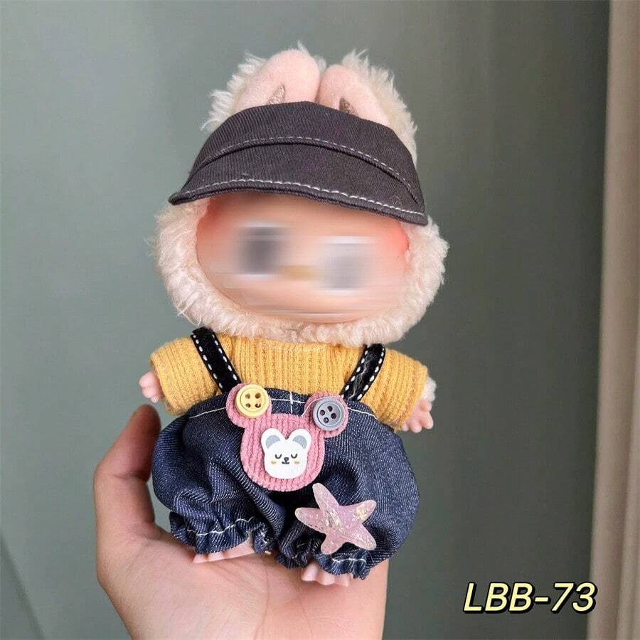 Replacement Outfit For 17cm Labubu Doll, Black & White Striped T-Shirt ...