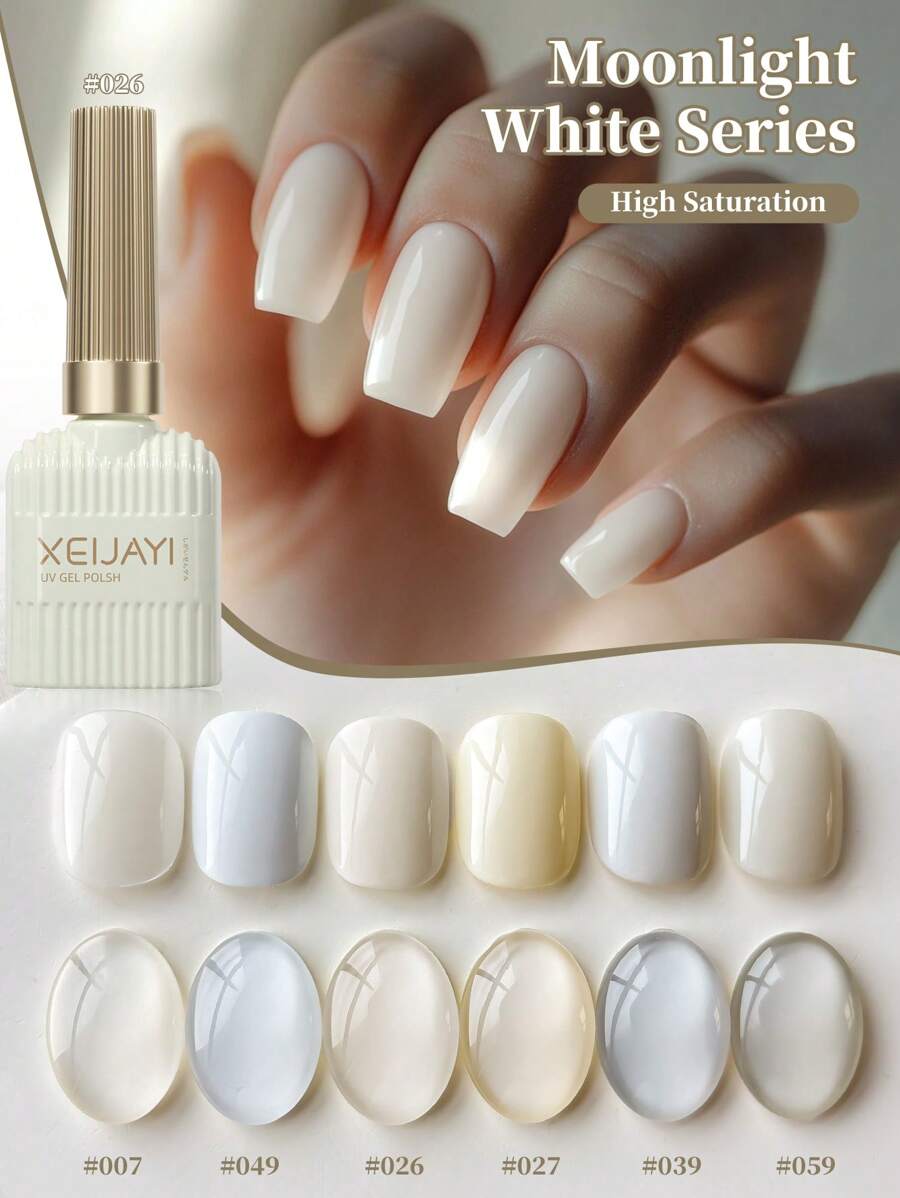 XEIJAYI XEIJAYI 6Pcs 15ml Moonlight White Series Gel Nail Polish Set, Popular Color Gel Varnish ...