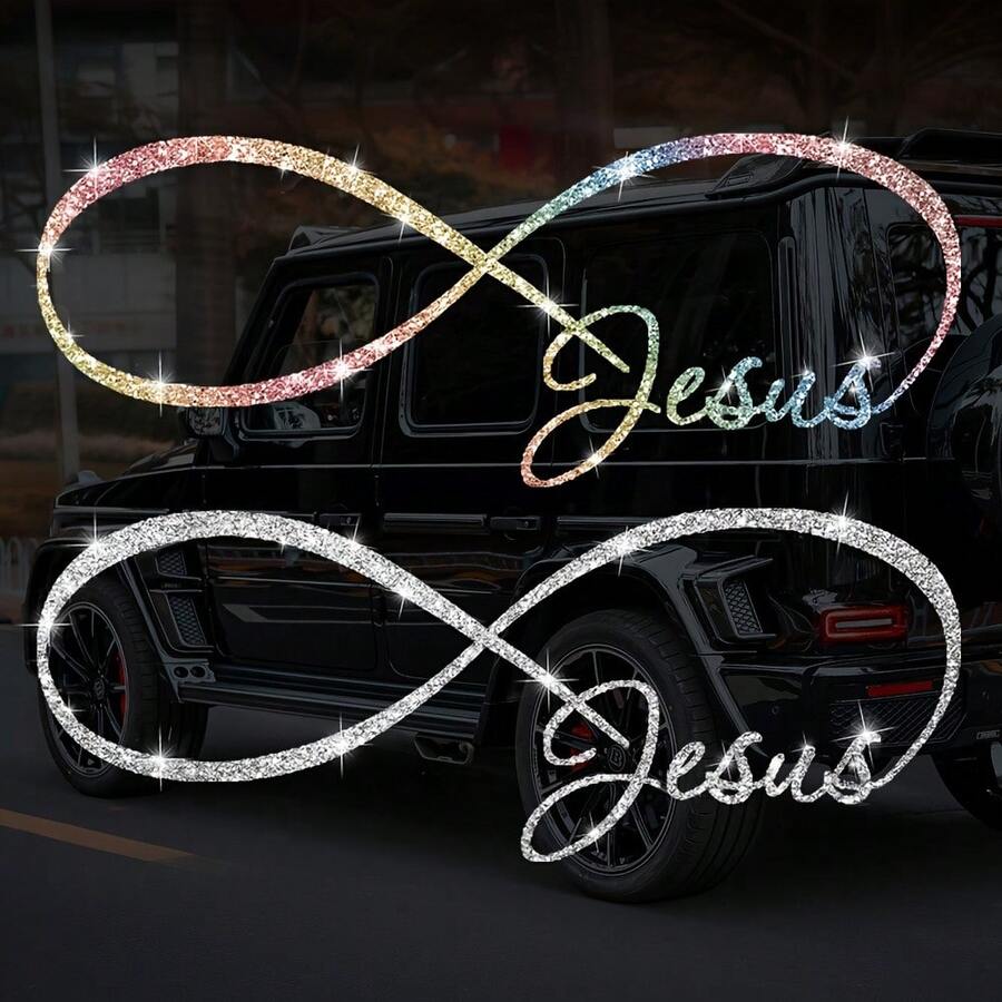 1pc Unlimited Jesus Symbol Stickers, Shiny Car Decorations, Reflective ...