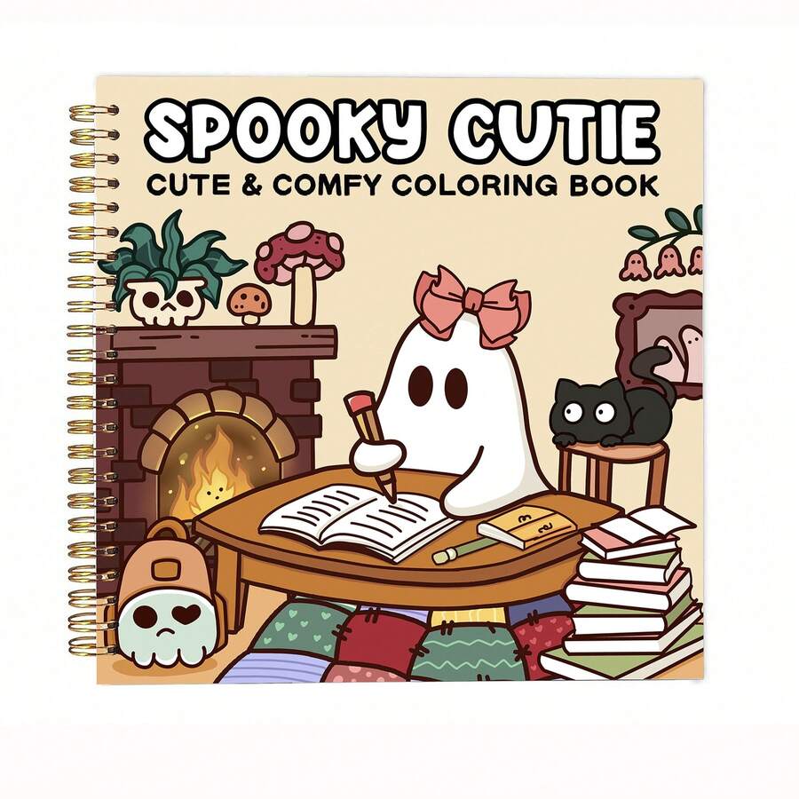 [Original Design] Spooky Cutie: Cute & Cozy Spiral Coloring Book For ...
