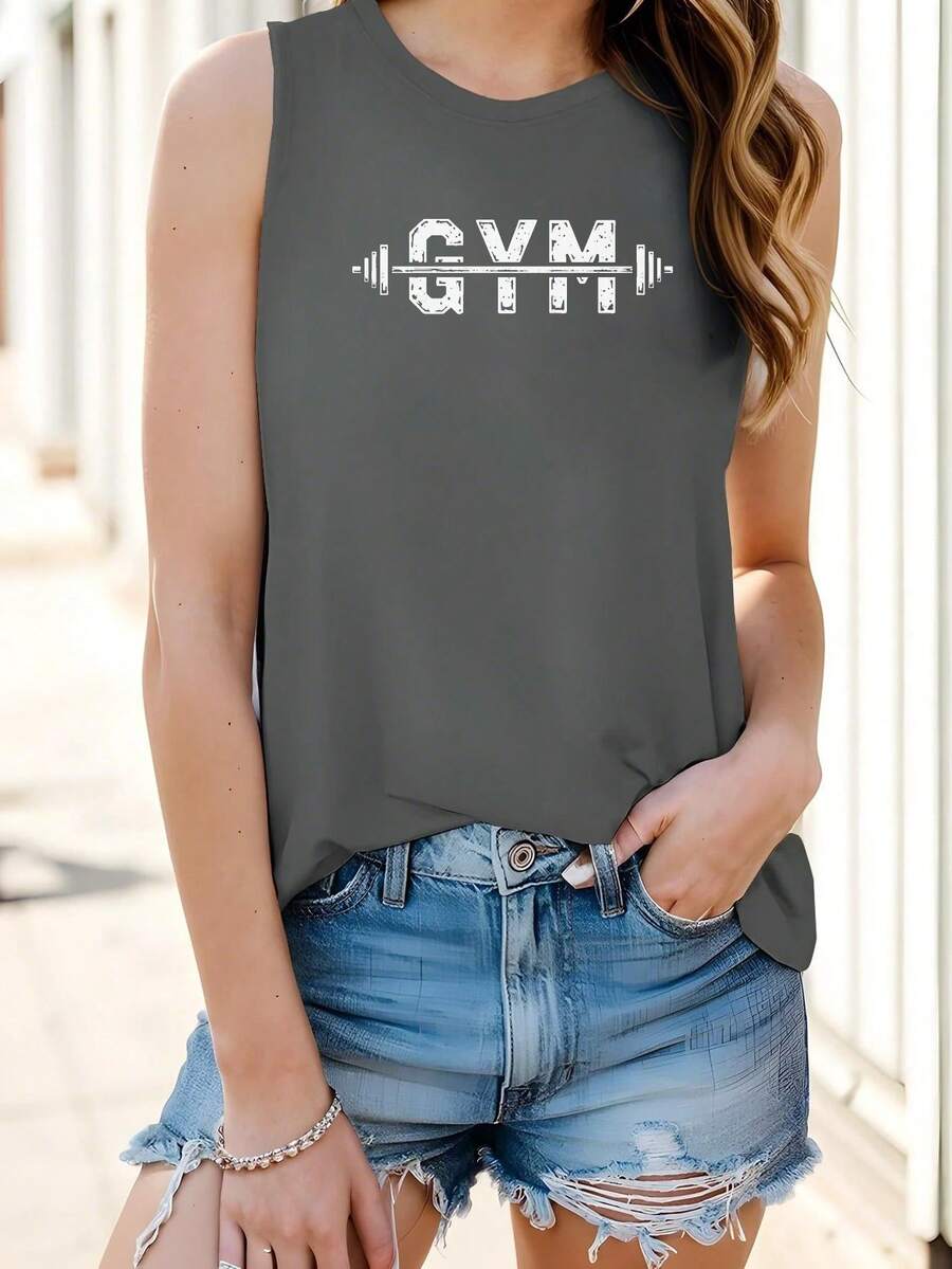 Barbell Bold GYM Design Women's Vest | SHEIN USA