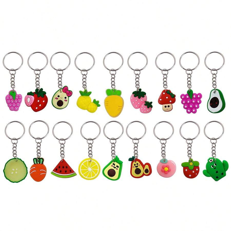 18pcs Cartoon Fruit Keychains, Pineapple, Watermelon, Grape, Strawberry ...