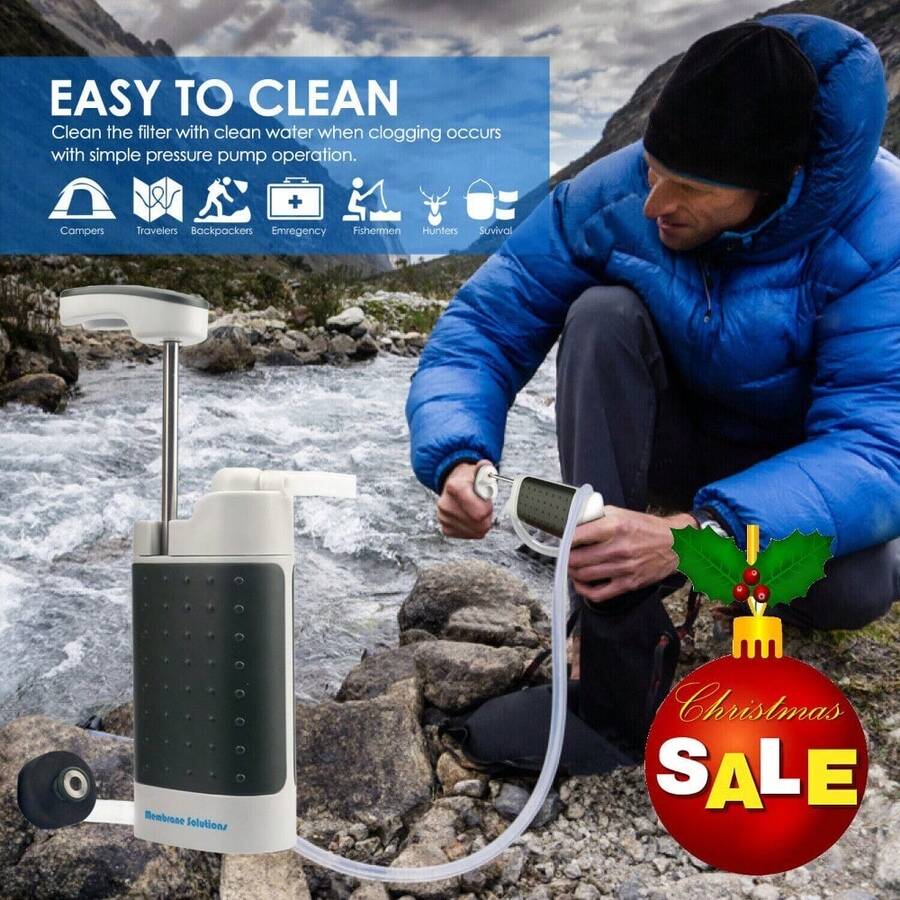 Portable Water Filter Pump Outdoor Water Purifier Straw Filtration ...