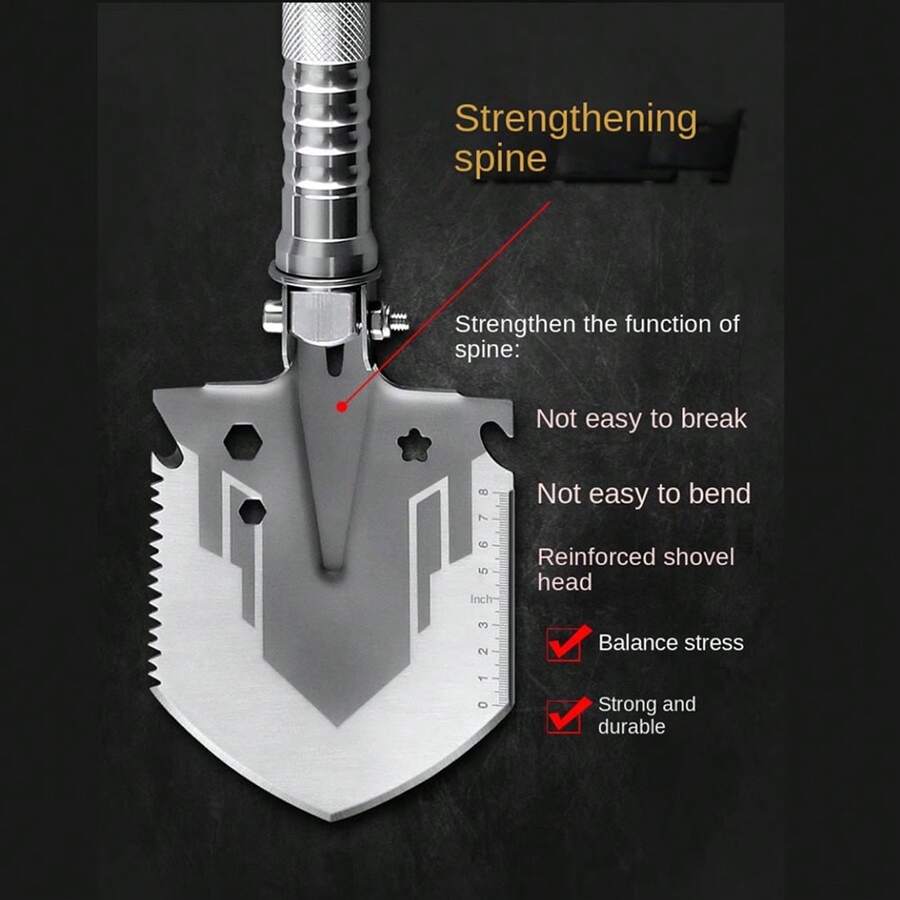 Folding Survival Shovel, Multi-Purpose Camping Shovel, High-Carbon ...