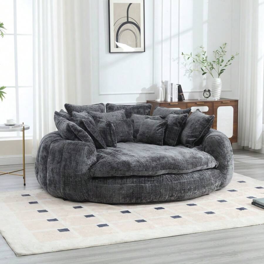 81.8" Oversized Round Chaise Lounge Sofa Bed For Living Room, Modern ...