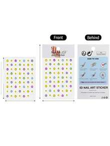 1 Folha Adesivo de Unhas 5D com Ícone de Rosto Sorridente, Decoração de ...