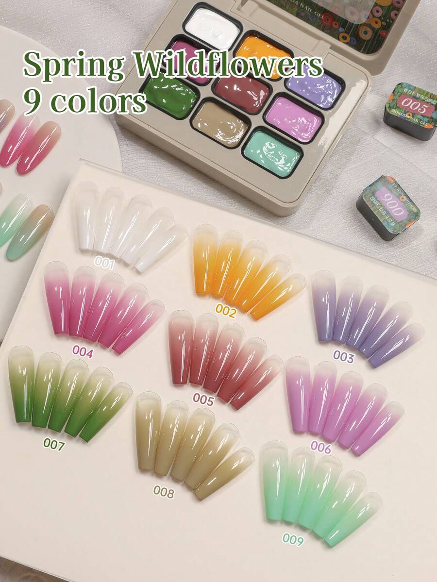 9-Colors Spring Wildflowers Patting Glue Smudges Canned High Saturation ...
