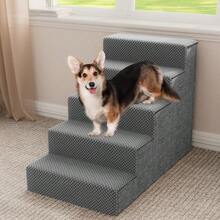 5-Tier Dog Steps For Beds And Couches 24" H Non-Slip Foam Pet Stairs ...