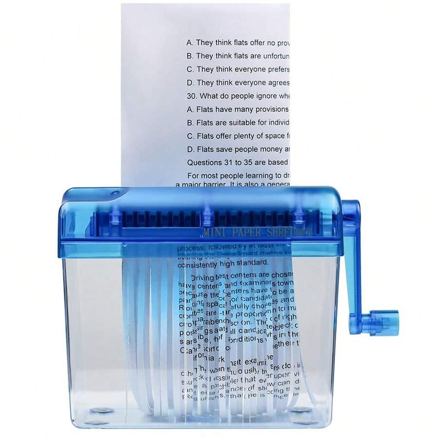 Desktop Paper Shredder Manual Hand-Crank Cross-Cutting Safe Portable A6 ...