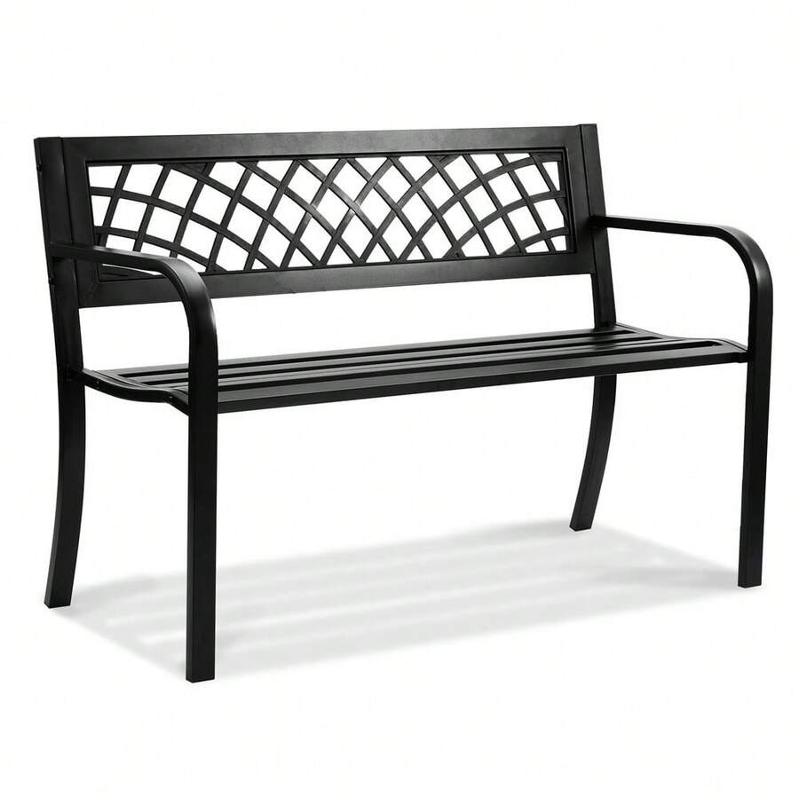 Outdoor Bench 46 In Metal Garden Bench 480 Lbs Park Patio Yard Porch ...