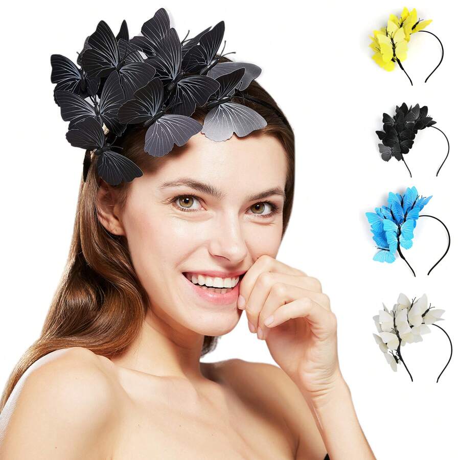1pc Butterfly Fascinator Hat Monarch Butterfly Headband Crown Tea Party ...