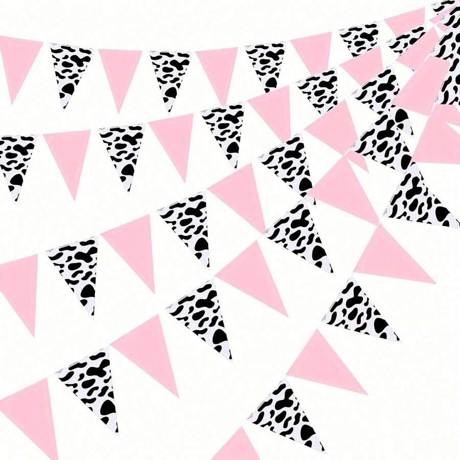 1Pc Cow Print Pennant Banners, Cow Print Pennant Banner Birthday Party ...