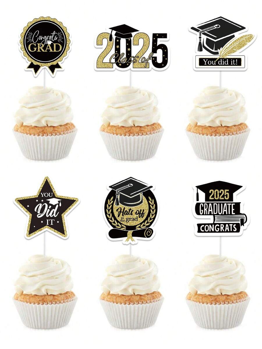 16pcs Congratulations Class Of 2025 Cake Topper, 2025 Graduation Party ...