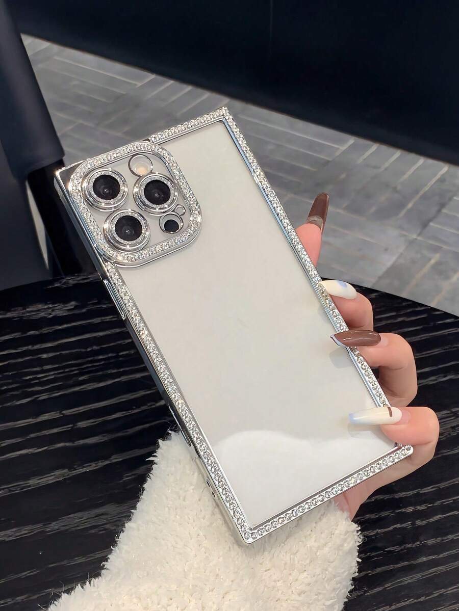 Sequins Rhinestones Decorated Four-Corner Electroplated Anti-Fall Phone ...