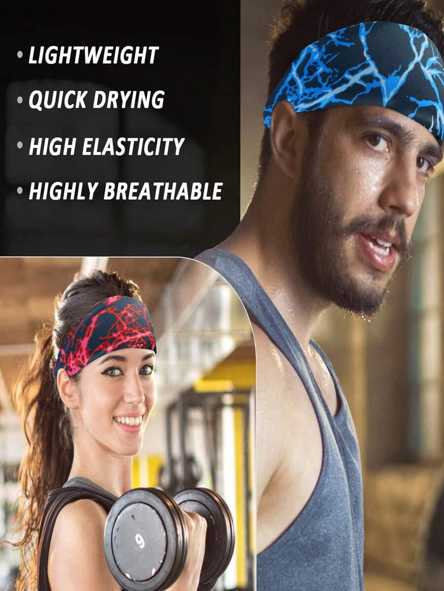 1pc Men's Printed Sports Headband, Breathable Quick-Dry High Elastic ...