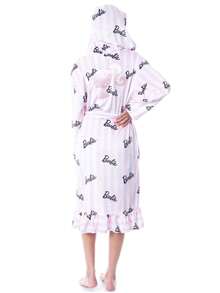 Logo Womens' Luxury Fleece Plush Robe Hooded Bathrobe | SHEIN UK