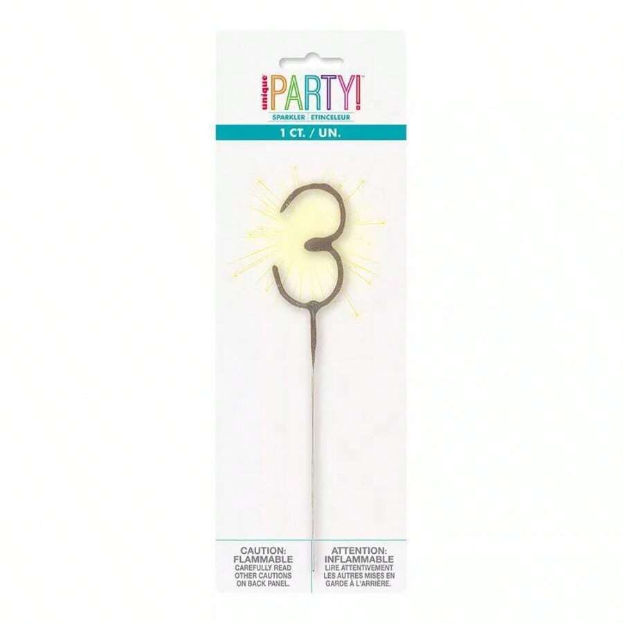 Number 3 Sparkler Flame Cake Candle | SHEIN USA