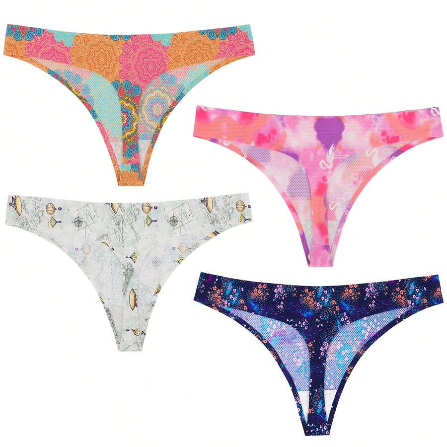 4 Pack Womens Sexy G-String Thongs T-Back Underwear Panties Lingeries ...