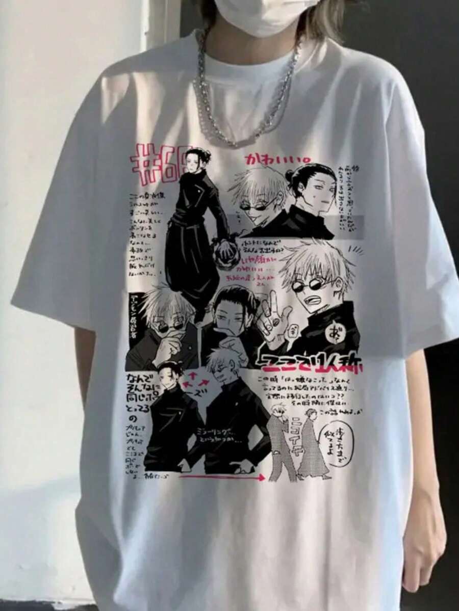 Camiseta Geto e Gojo JJK Masculina 100% Algodão Streetwear Premium ...