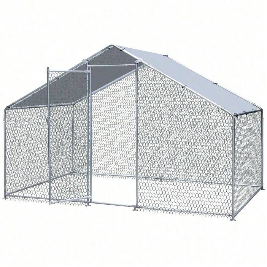 Large Metal Chicken Run 10 Chickens Featuring A Sloped Roof For Water ...