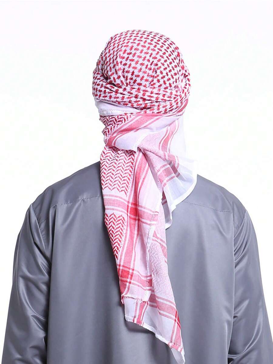 1pc Men's Arabic Jacquard Shemagh Scarf, Cultural Attire, Saudi Arabia ...