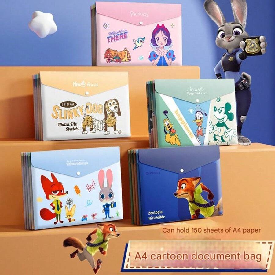 Disney Disney Cute Cartoon File Bag Waterproof Snap File Bag Test Paper ...