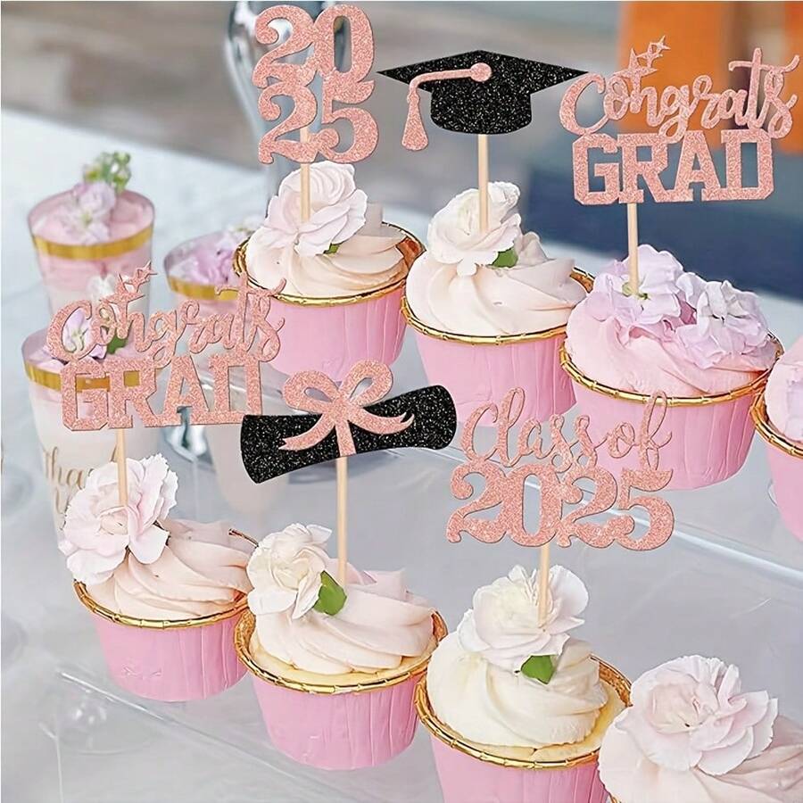 30 pièces Décorations de cupcake thème de graduation 2025 avec ...