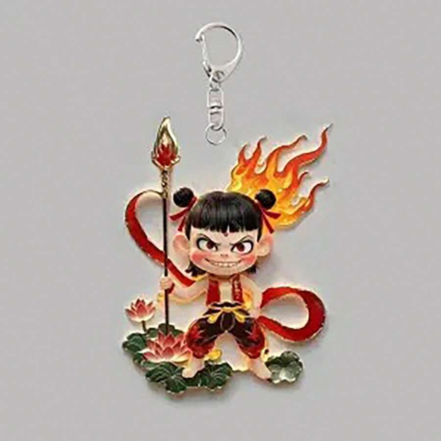 1pc Zinc Alloy Nezha 2: The Havoc Of The Demon King Acrylic Keychain ...
