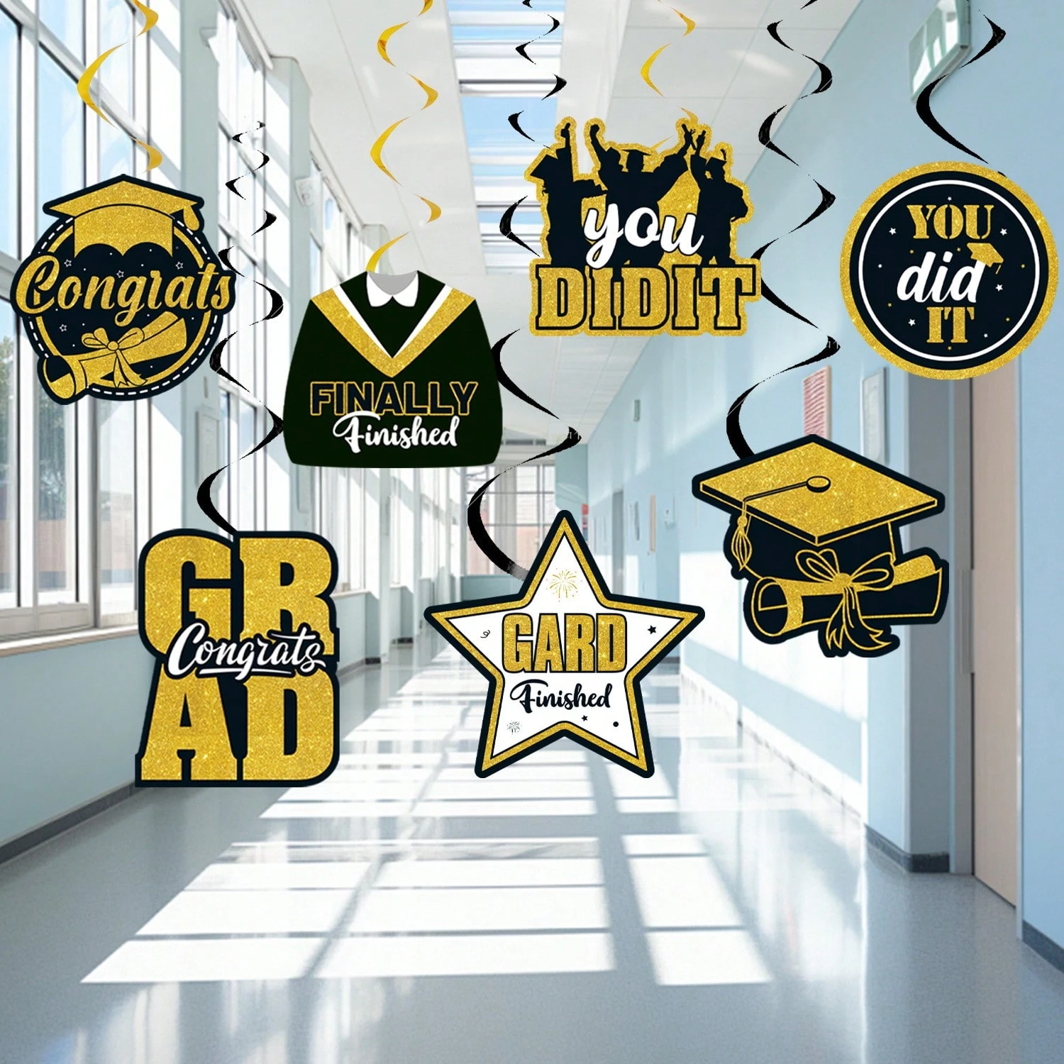 Graduation Hanging Decorations 2025- Pack Of 8 | Graduation Ceiling ...