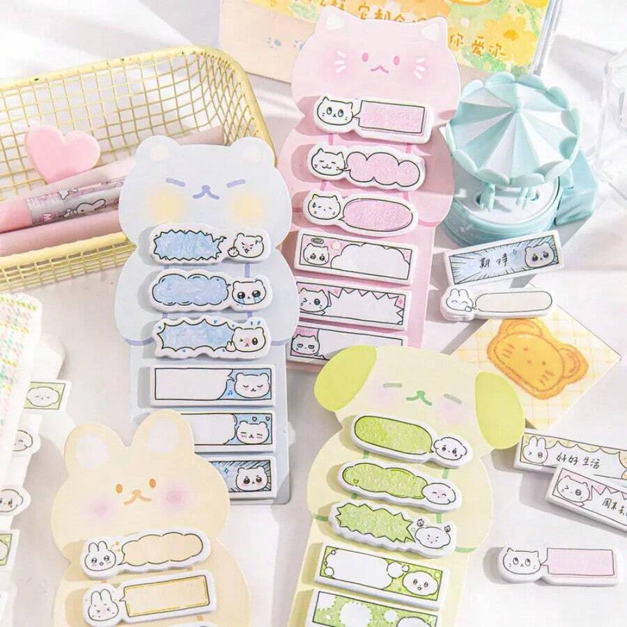 1 Pack - Cute Animal Design Chat Box Sticky Notes With Pastel Colors ...