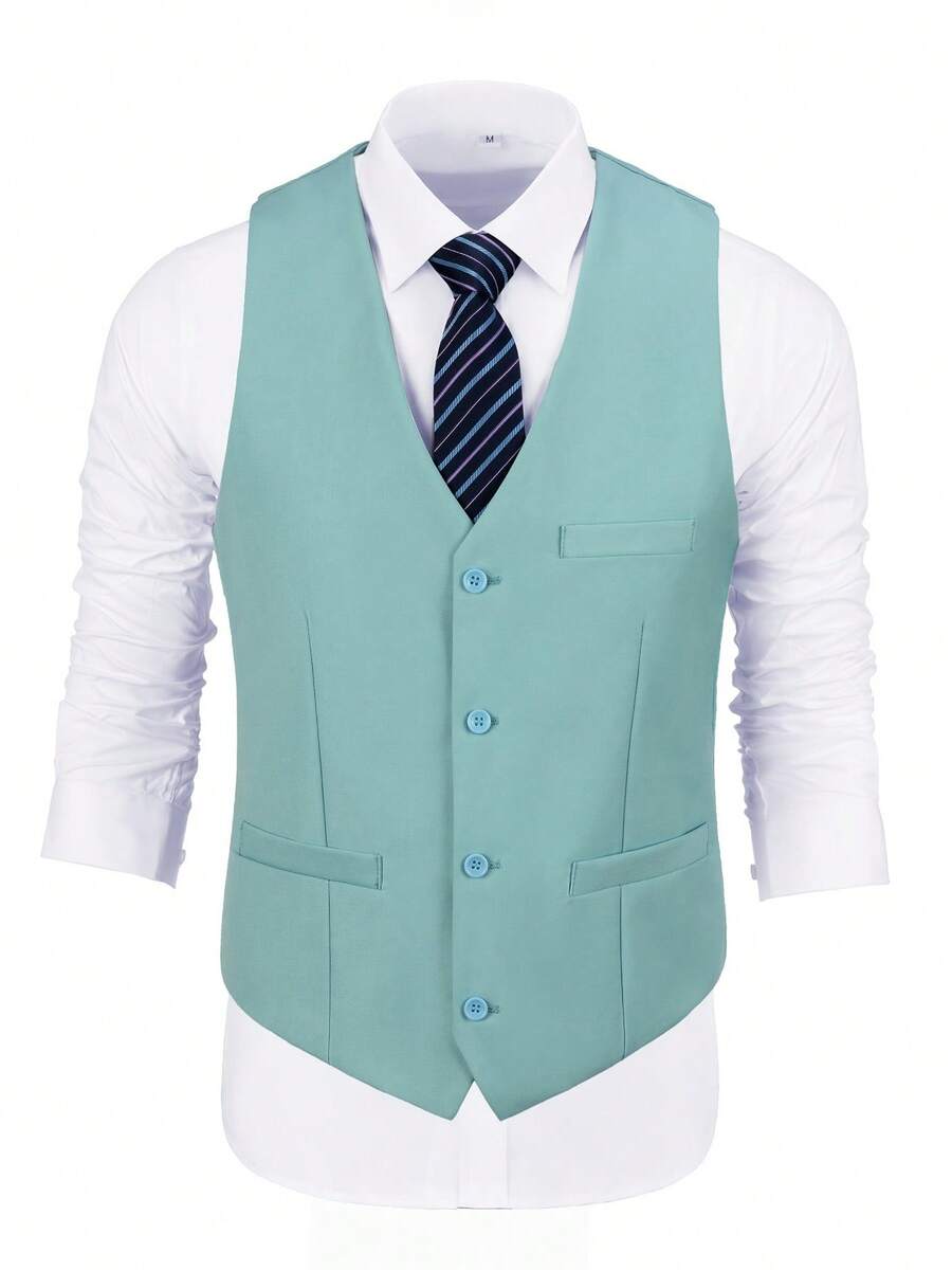 Men's Suit Single Vest Solid Color Casual Sports Wedding Prom Vest Slim ...