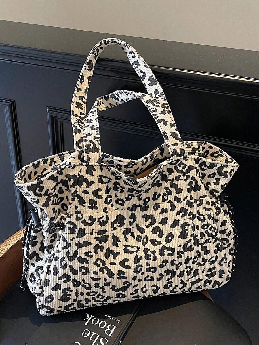 Plain Corduroy Fabric Fashion Versatile Large Capacity Tote Bag, Travel ...