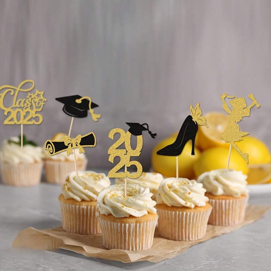 24pcs Graduation Cupcake Toppers 2025 Glitter Senior Class Of 2025 ...
