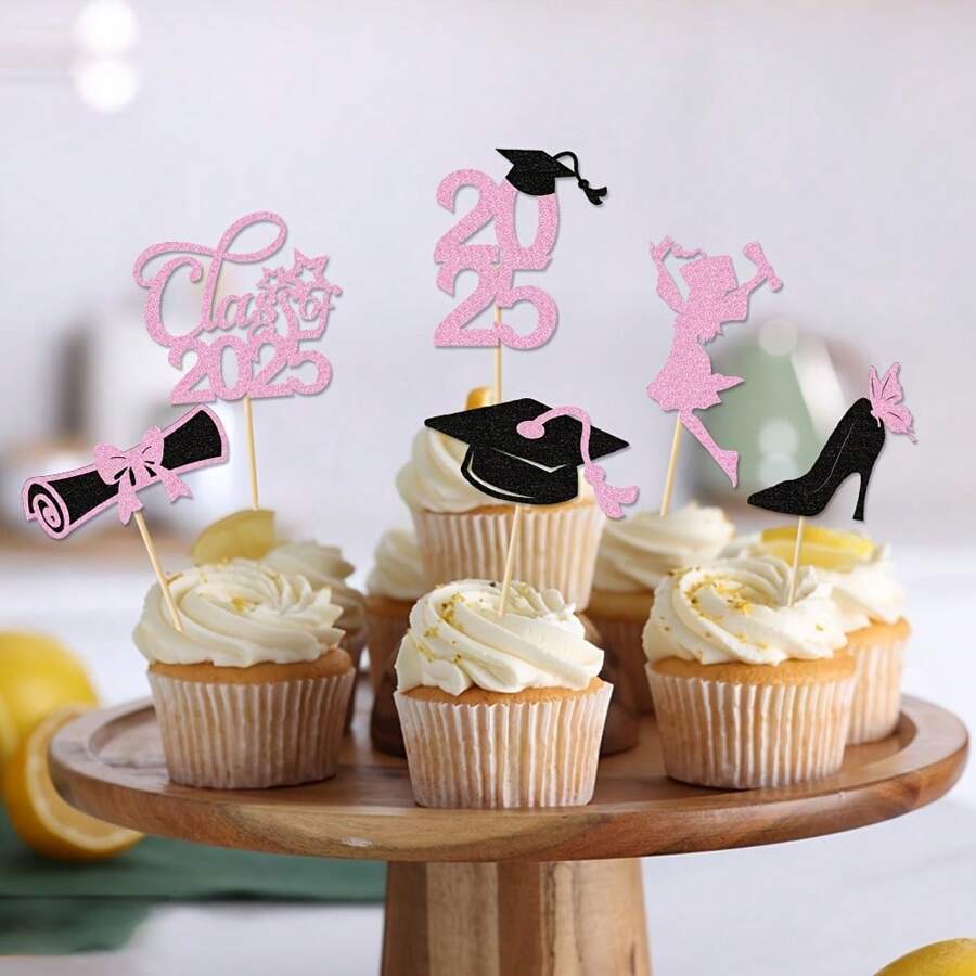 24pcs Graduation Cupcake Toppers 2025 Glitter Senior Class Of 2025 ...
