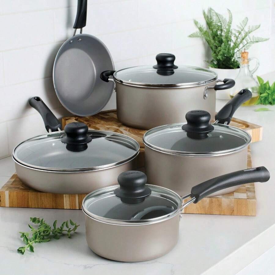 9-Piece Ceramic Cookware Set Champagne | SHEIN USA