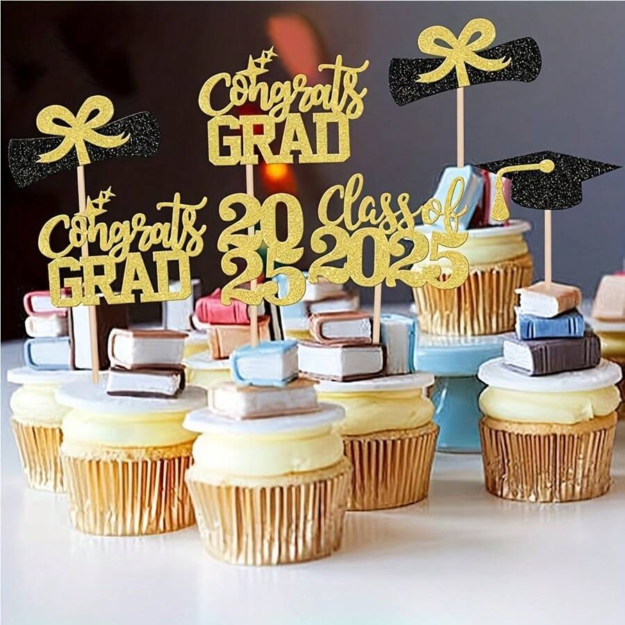 30 pièces Décorations de cupcake thème de graduation 2025 avec ...
