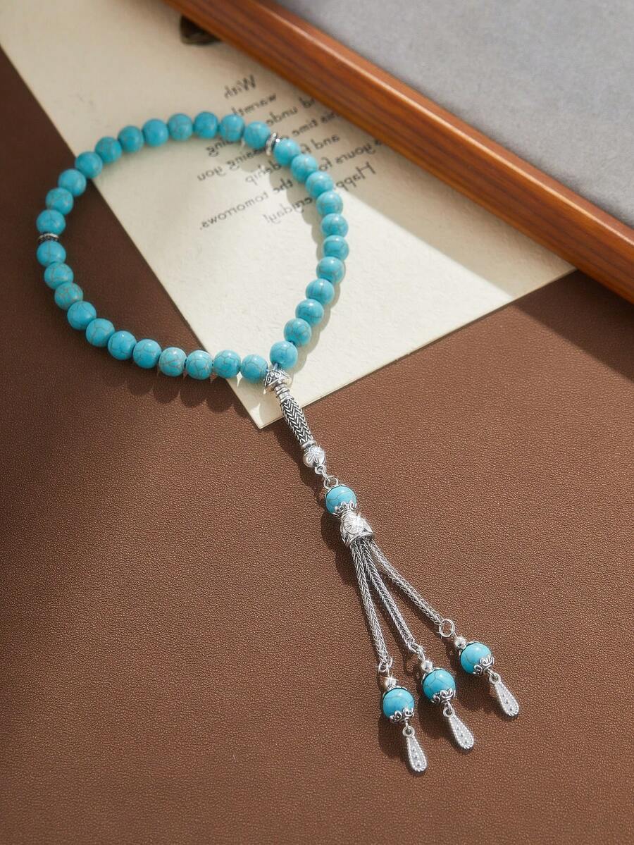 1PC 8mm 33pcs Imitation Turquoise Tassel Turkish Muslim Islamic Prayer ...