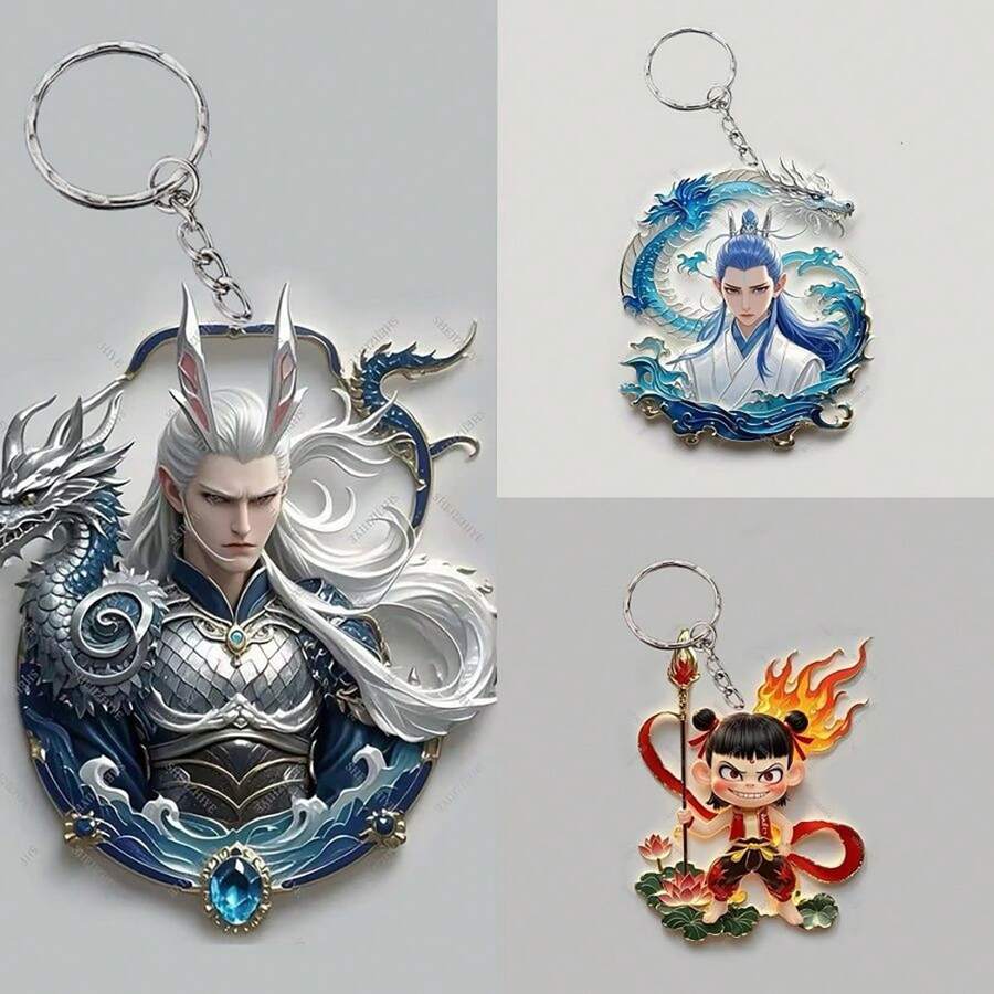 1pc Zinc Alloy Nezha 2: The Havoc Of The Demon King Acrylic Keychain ...