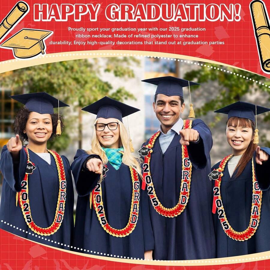 2025 GRAD Graduation Wreath Double Weaving Necklace Graduation Ribbon ...