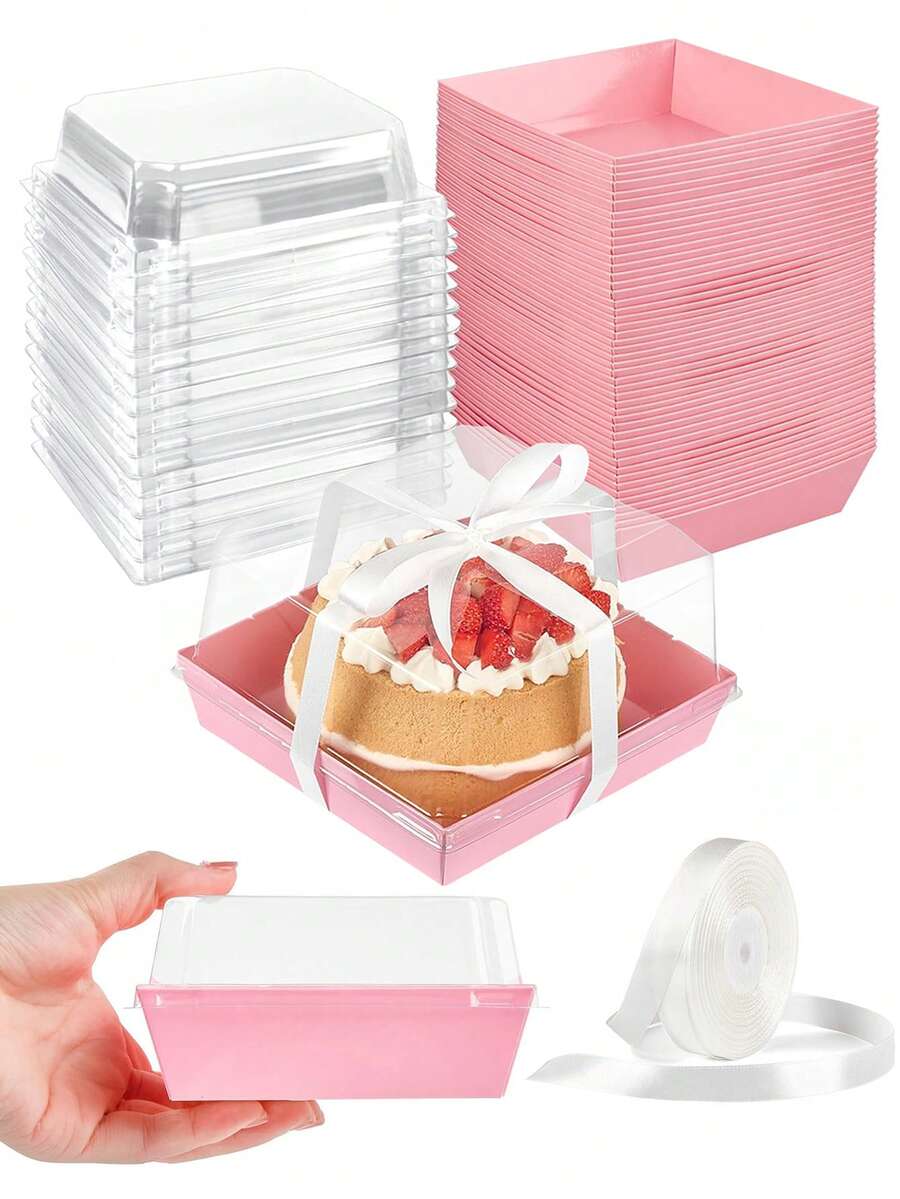 10/20pcs Dessert Boxes With Clear Lids, Disposable Cake Boxes Square ...